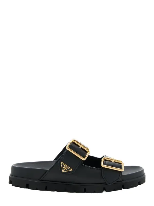 Prada Buckle-detailed Leather Sandals - Black