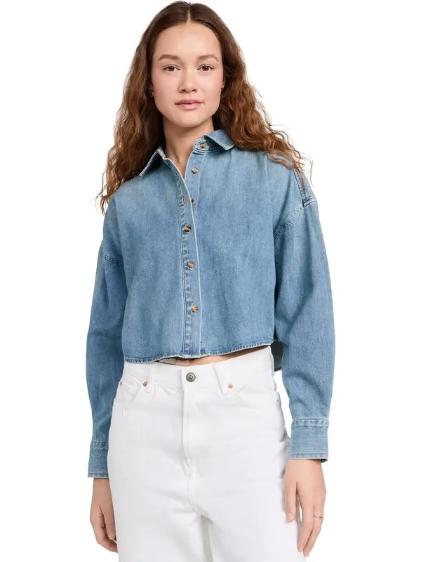FAVORITE DAUGHTER Cropped Denim Shirt - Goa