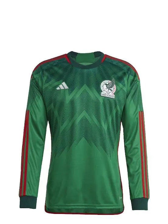 Adidas Mexico 22 Long Sleeve Home Jersey - Vivid Green/collegiate Green