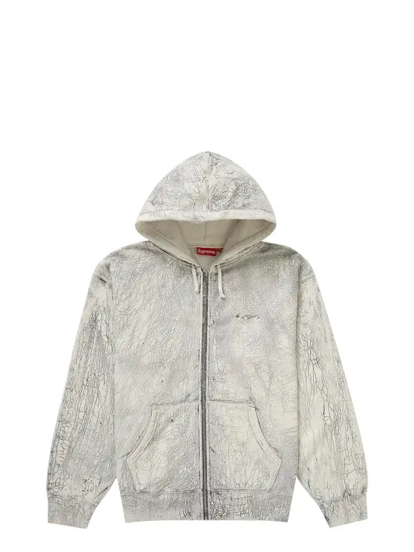 Supreme Crackle Zip Up Hooded Sweatshirt - Natural