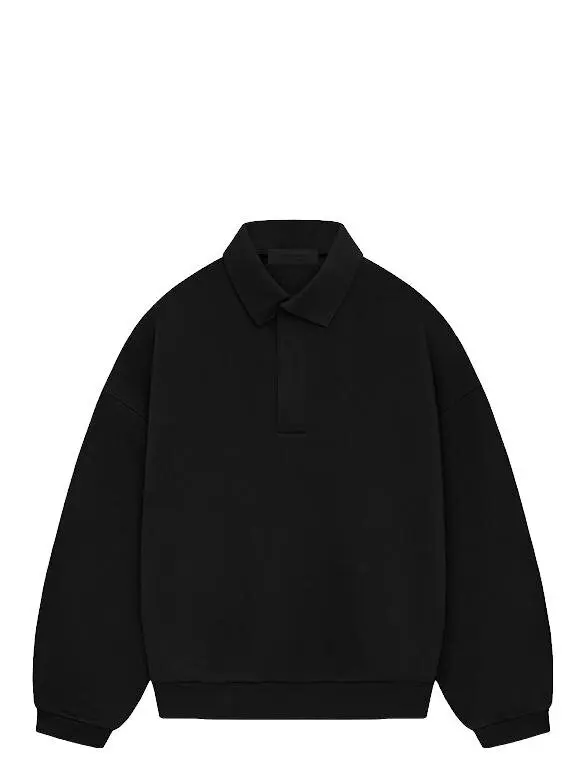 Fear Of God Essentials Longsleeve Polo Shirt - Jet Black