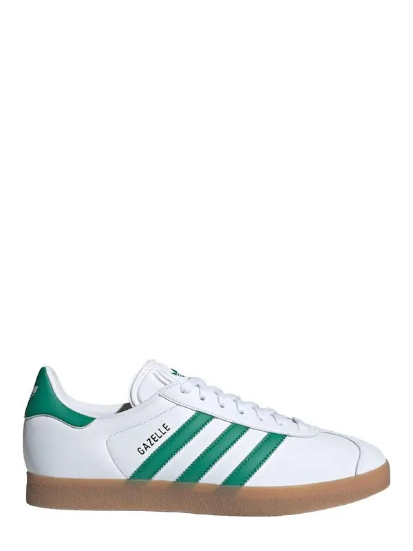 Adidas Gazelle Lace Up Sneakers - Cloud White/bold Green/gold Metallic