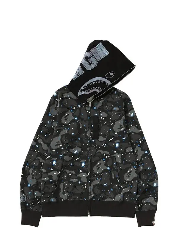 BAPE Space Camo Shark Full Zip Hoodie - Black