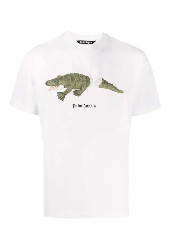 Palm Angels Croco Graphic Tee Shirt - White