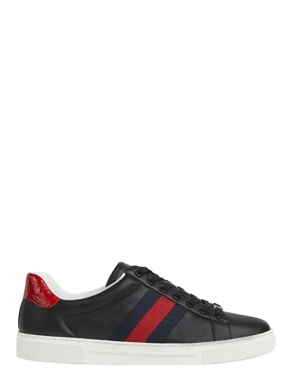 Gucci Ace Web Sneakers - Black/navy Blue/red