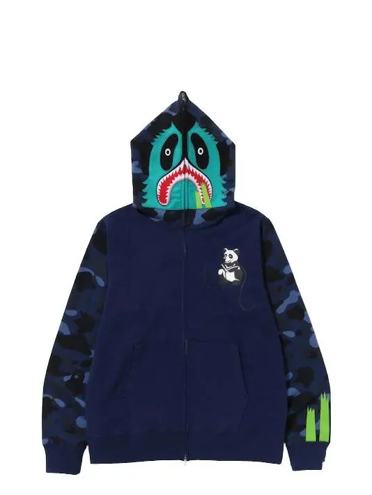 BAPE Camo Panda Full Zip Hoodie - Navy Blue