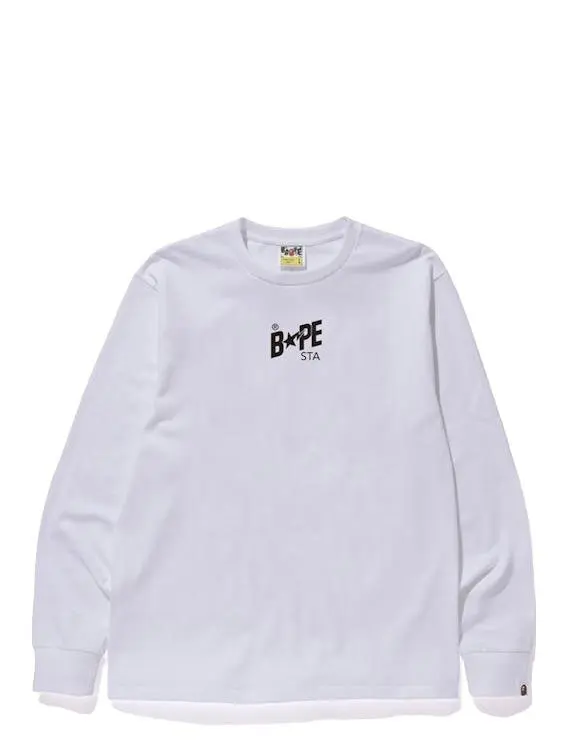 A BATHING APE Sta Illustration Long Sleeve Tee Shirt - White
