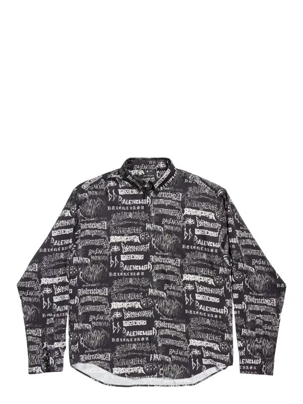 Balenciaga Logo-print Long-sleeves Shirt - Black