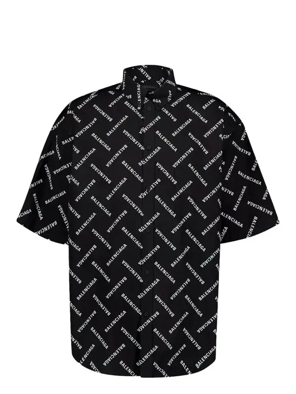 Balenciaga Logo-print Poplin Shirt - Black