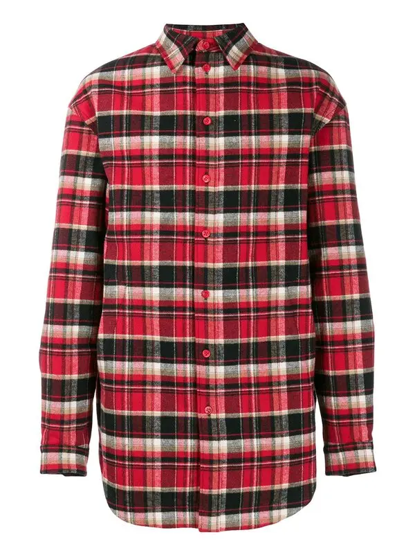Balenciaga Checked Padded Shirt - Red
