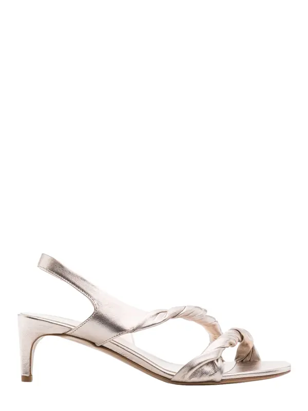 DEL CARLO 60mm Twisted Leather Sandals - Silver