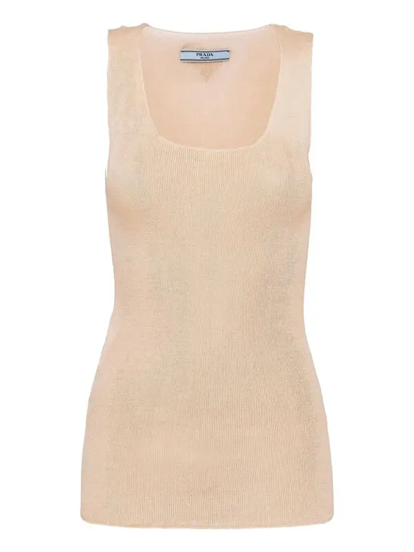 Prada Cotton Ribbed Tank Top - Neutrals