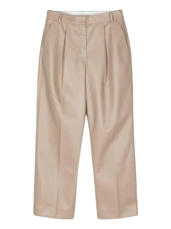 Calvin Klein Pleated Straight-leg Trousers - Neutrals