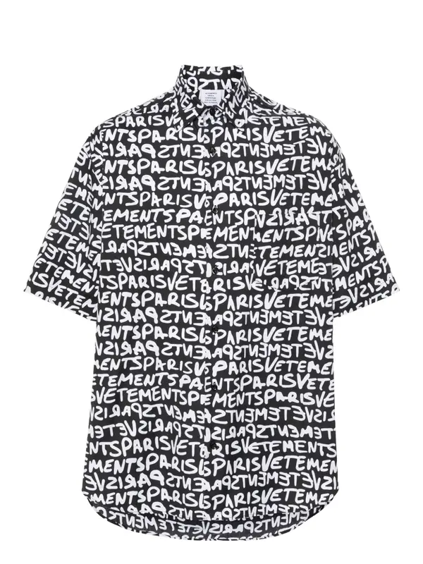 Vetements Logo-print Cotton Shirt - Black
