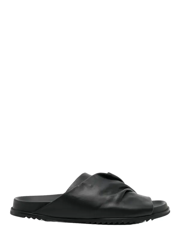 Rick Owens Morbius Granola Leather Sliders - Black
