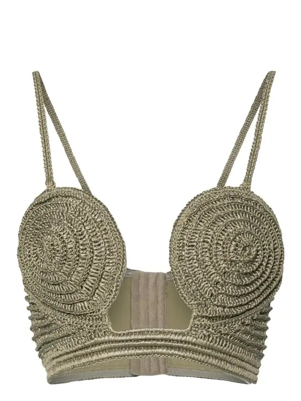 Cult Gaia Viviana Crochet Bustier - Green