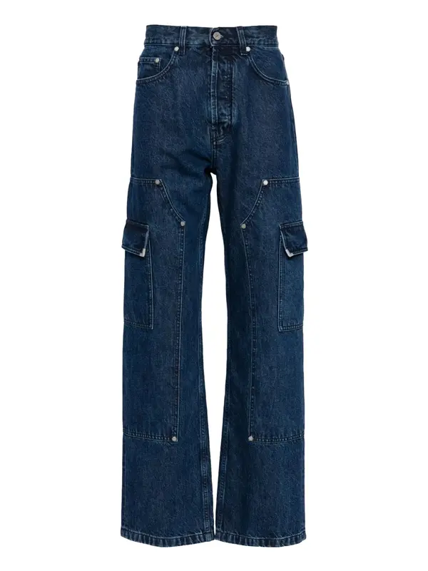 Palm Angels Frame Straight-leg Cargo Jeans - Blue