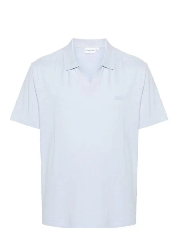 Calvin Klein Logo-patch Mélange Polo Shirt - Blue