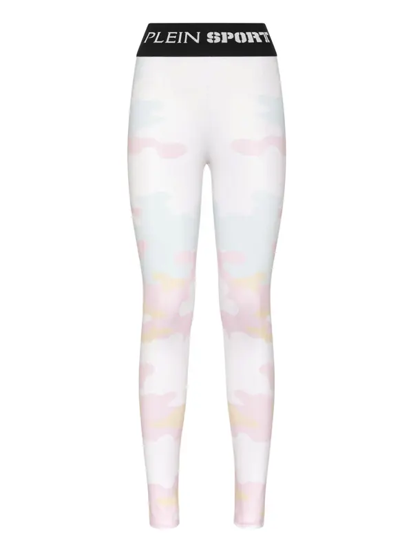 PLEIN SPORT Camouflage-print Leggings - White