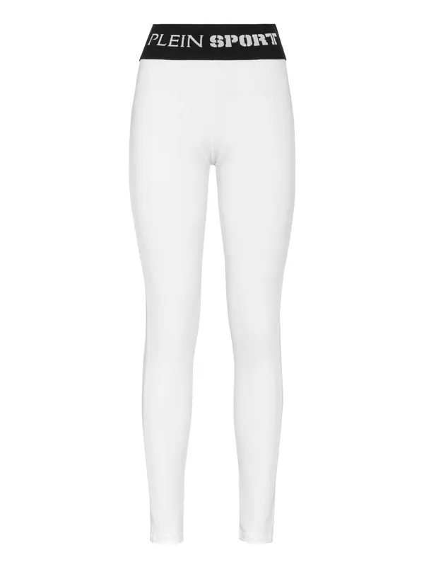 PLEIN SPORT Logo-waistband Leggings - White