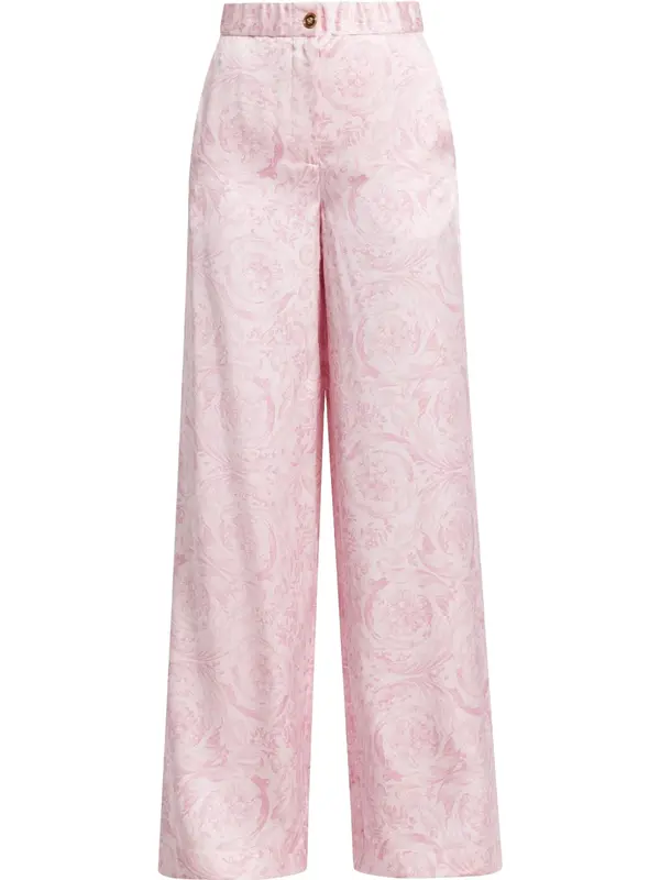 Versace Barocco Wide-leg Trousers - Pink