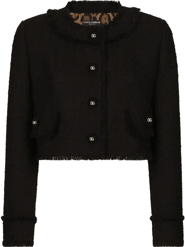 Dolce & Gabbana Cropped Tweed Jacket - Black