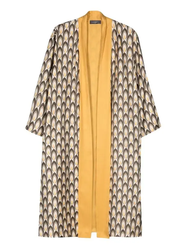 Lorena Antoniazzi Geometric-pattern Midi Silk Kaftan - Neutrals