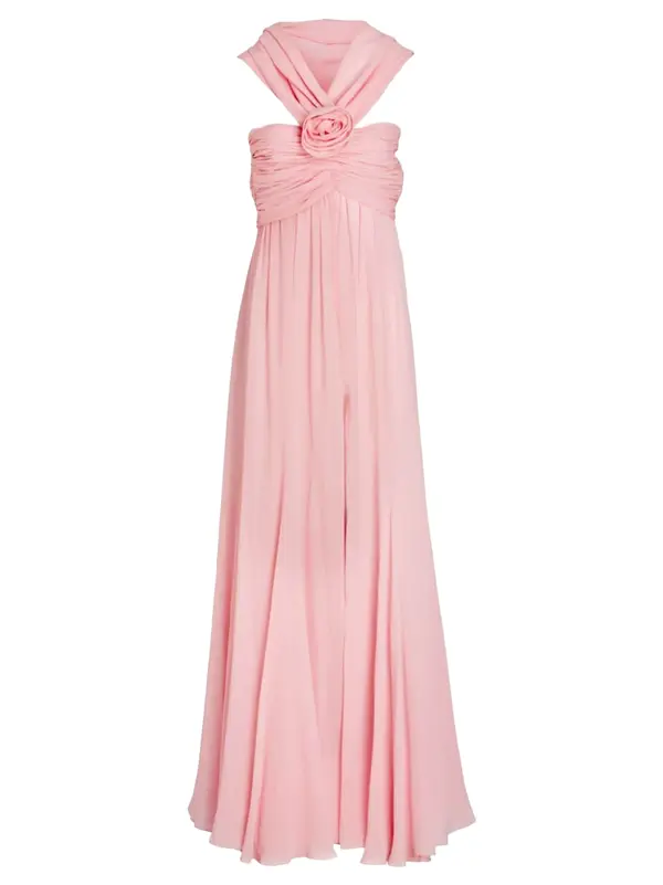 Giambattista Valli Hooded Floral-appliqué Gown - Pink