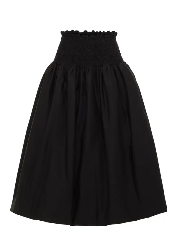 AZLEE Roma Smock-waist Midi Skirt - Black