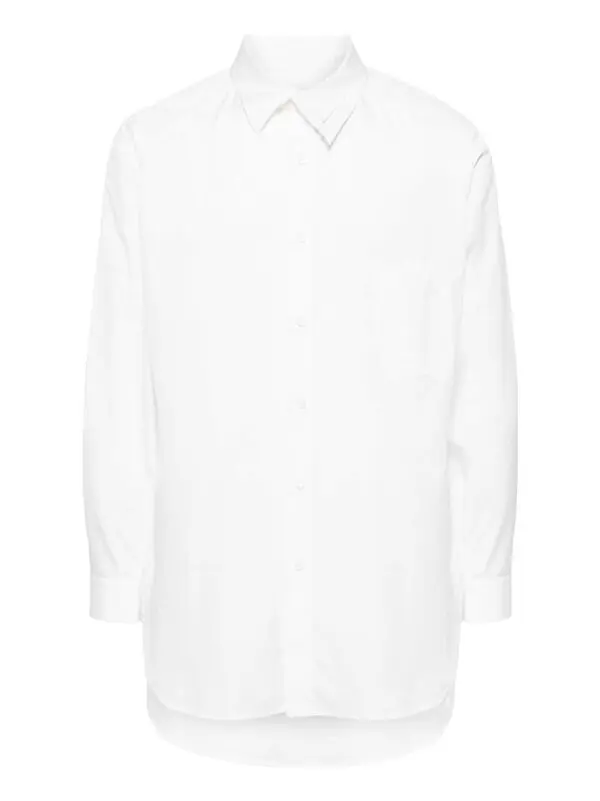 Yohji Yamamoto Asymmetric-collar Cotton Shirt - White