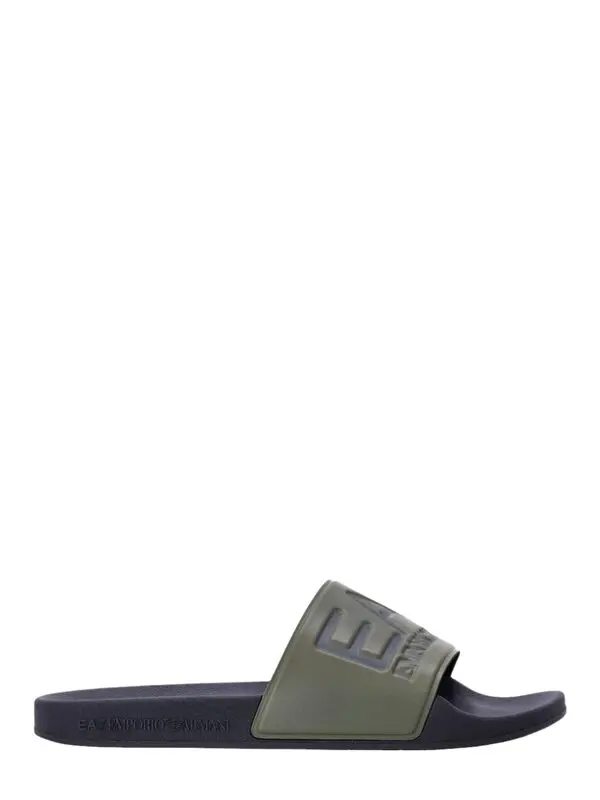 EA7 Logo-embossed Slides - Green