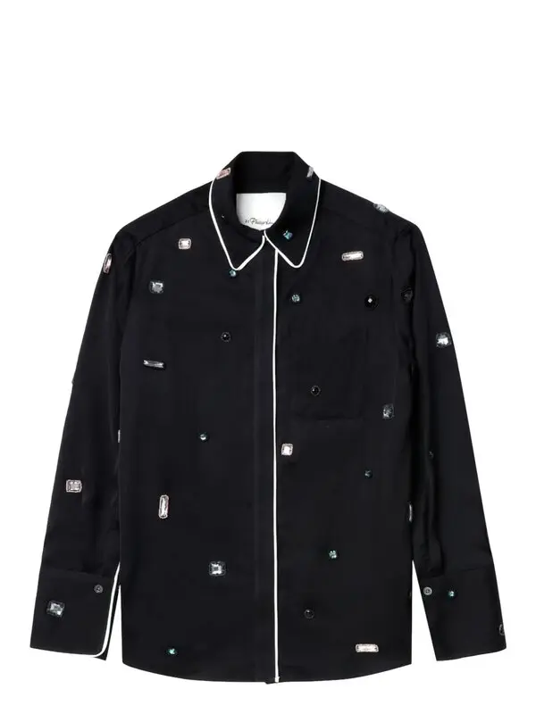 3.1 Phillip Lim Gemstoned Satin Pajama Shirt - Blue