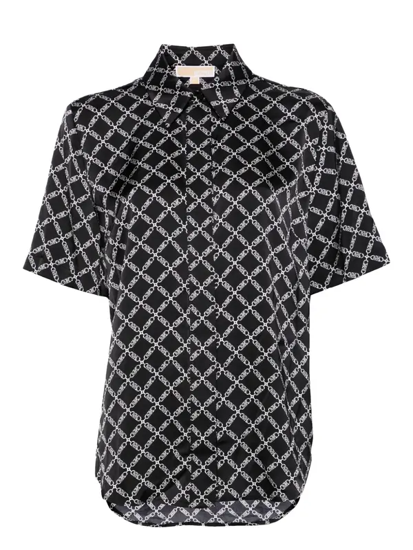 Michael Kors Logo-print Satin Shirt - Black