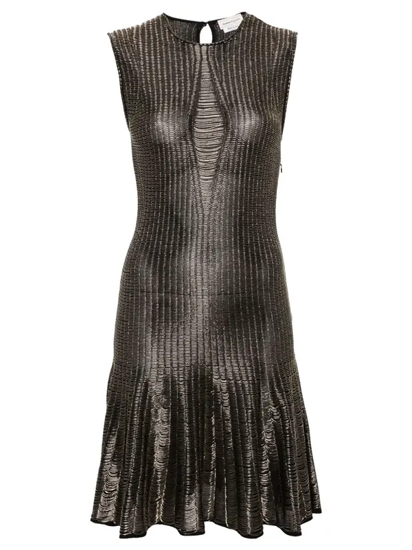 Alexander McQueen Metallic-threading Flared Dress - Black