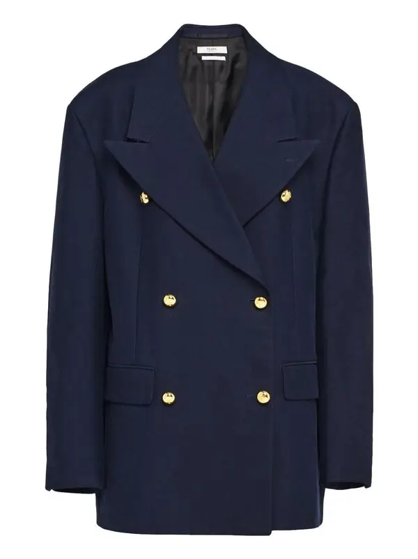 Prada Double-breasted Cotton Blazer - Blue
