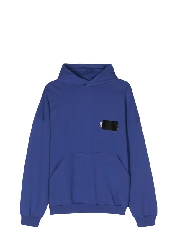 Balenciaga Political Campaign Cotton Hoodie - Blue