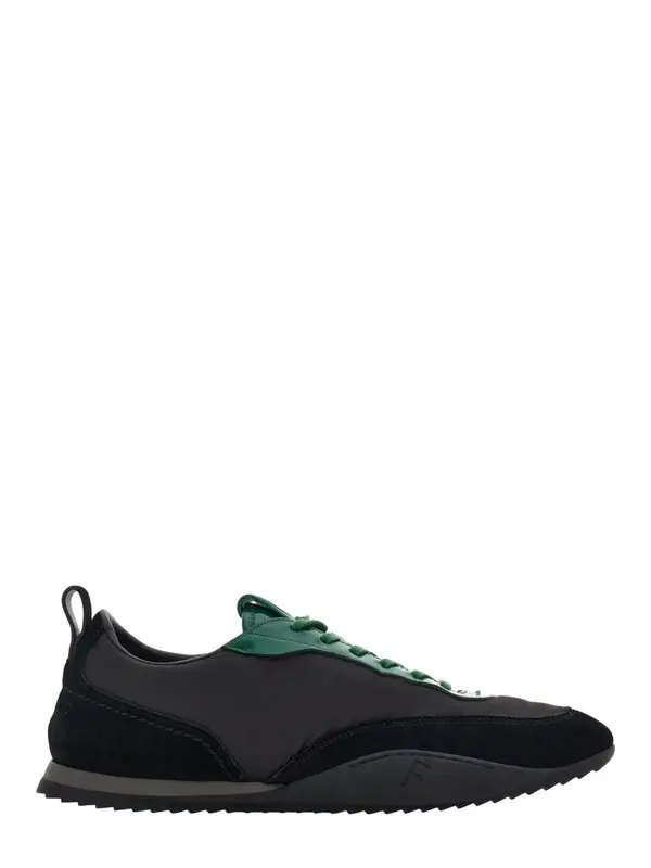 FERRAGAMO Leather-trim Lace-up Sneakers - Black