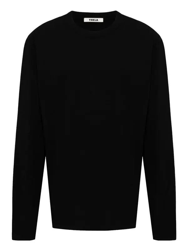 TEKLA Long-sleeve Organic-cotton T-shirt - Black