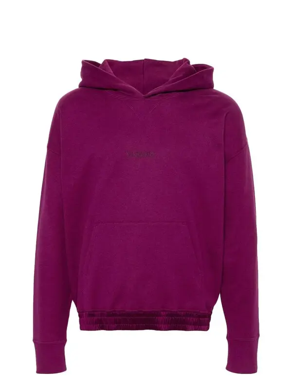 Saint Laurent Logo-embroidered Cotton Hoodie - Purple