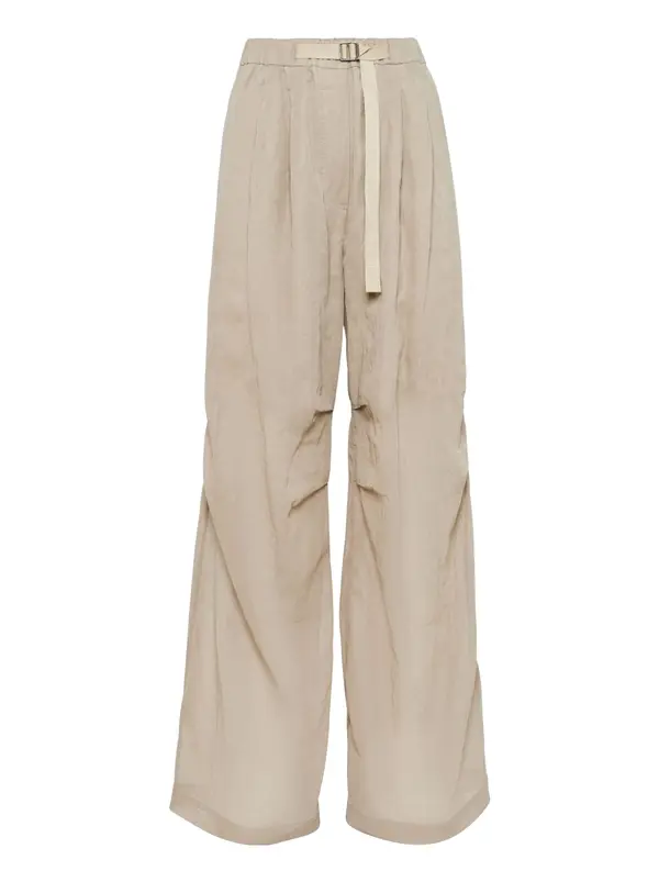 Brunello Cucinelli Belted Cotton-organza Trousers - Neutrals
