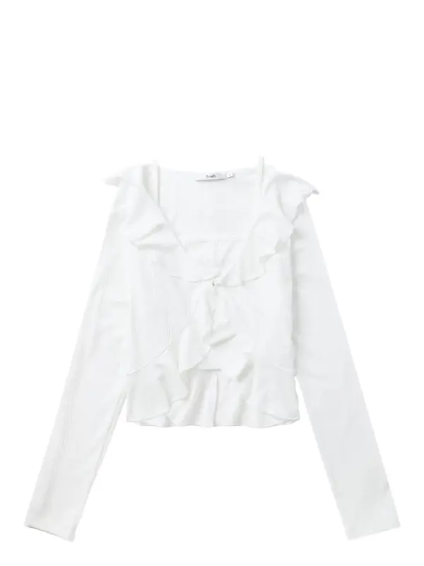 B+AB Ruffled Top And Cardigan Set - White