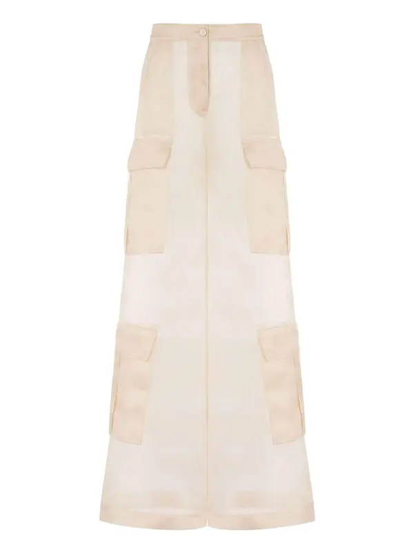 Moschino Silk Organza Wide-leg Trousers - Neutrals