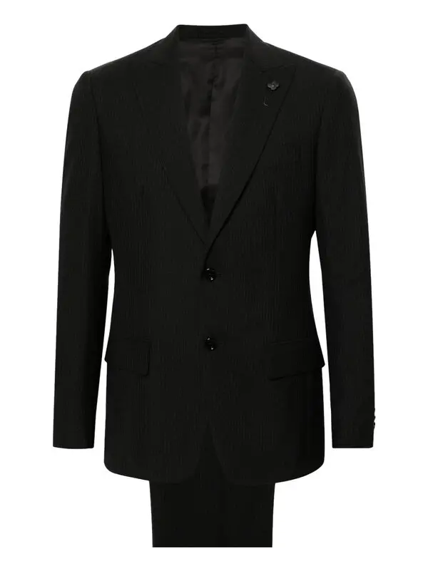 LARDINI Pinstriped Single-breasted Suit - Black
