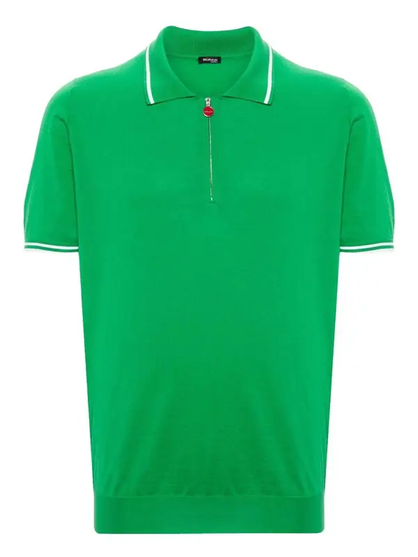 Kiton Striped-edge Cotton Polo Shirt - Green