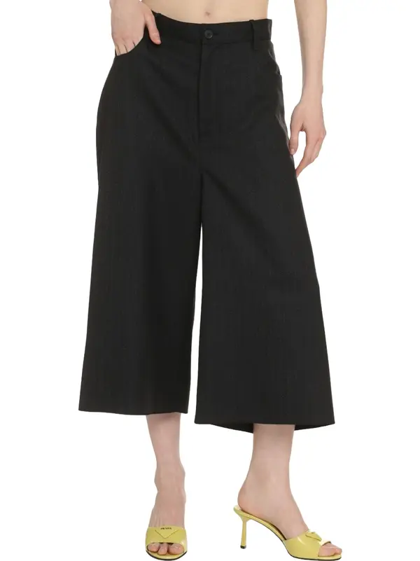 Balenciaga Wide-leg Cropped Trousers - Black
