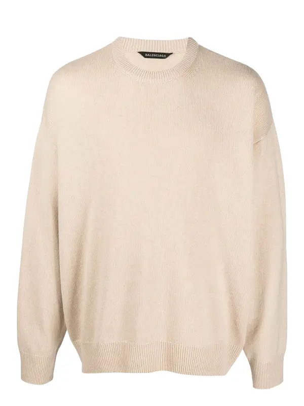 Balenciaga Logo-embroidered Cashmere Jumper - Neutrals