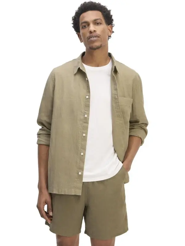 Everlane Linen Straight Hem Shirt - Trench Coat Khaki