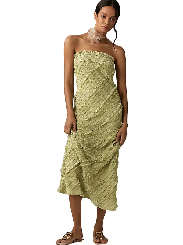 Endless Rose Strapless Column Midi Dress - Green
