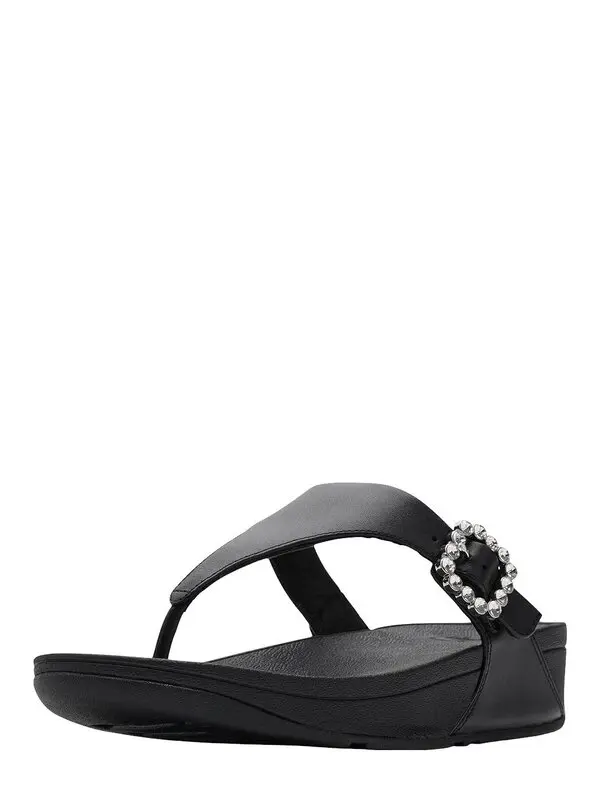 Fitflop Lulu Crystal-buckle Leather Toe-post Sandals - Black