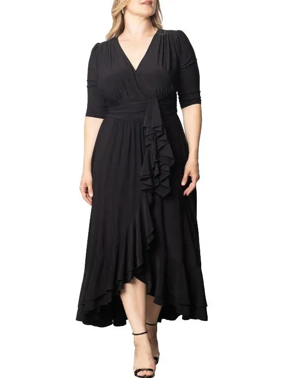 KIYONNA Veronica Ruffled High-low Gown - Onyx